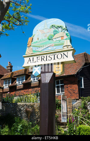 Alfriston village sign. East Sussex. England. UK Stock Photo - Alamy