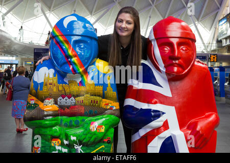 London, UK. Alison Grice, 22, of Visit Lincoln poses with the Lincoln ...