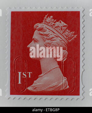 One red British 1st Class Stamp with blue 2nd class stamps Stock Photo ...