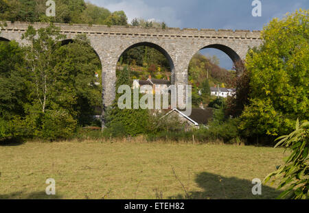 The Knucklas Viaduct, bridge with Arches carrying the Heart of Wales ...