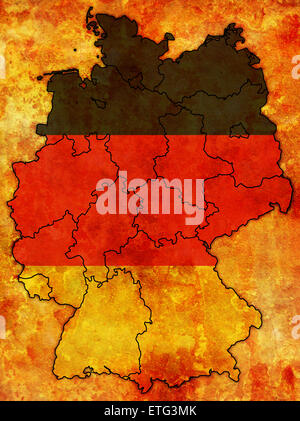 german flag on old administration map of german provinces Stock Photo ...