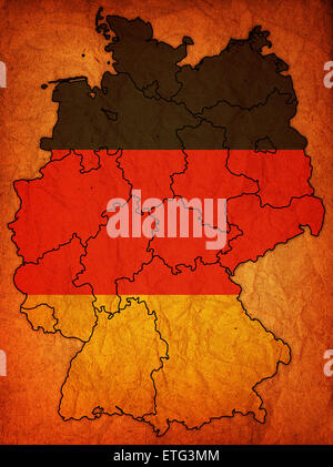 german flag on old administration map of german provinces Stock Photo ...