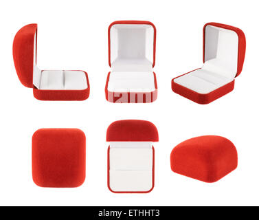 Red opened velvet jewelry box isolated on white Stock Photo - Alamy