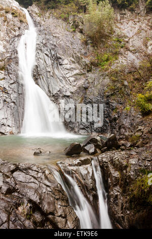 Japan, Kobe. The Nunobiki waterfalls, a famous landmark, Ondaki fall ...