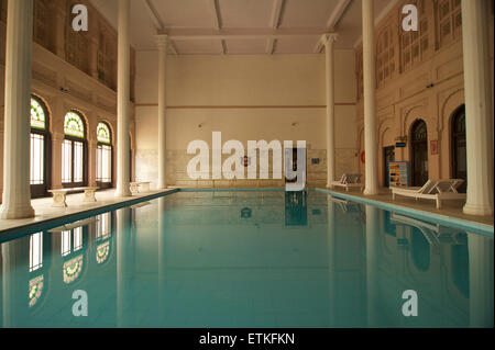 The swimming pool at the Lallgarh Palace heritage hotel, Bikaner Stock ...