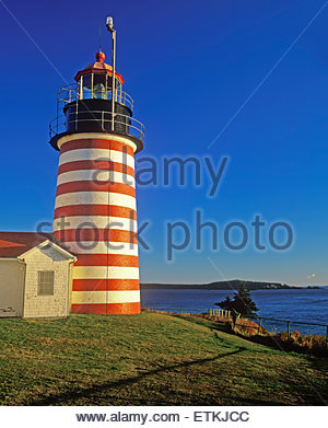 West Quoddy Head Lighthouse, Quoddy Head State Park, Lubec, Maine, USA ...