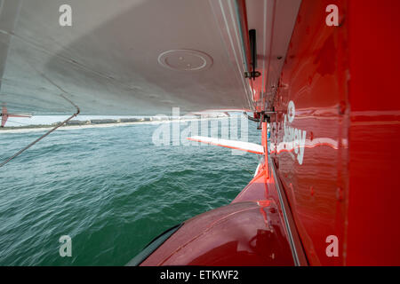 Side view of seaplane looking towards the rear while flying in Eastern ...