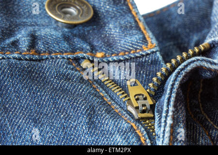 Blue unbutton zipper closeup isolated on white background Stock Photo ...