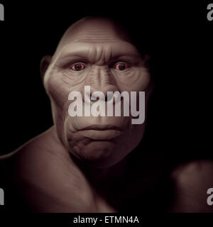 Depiction of an Australopithecus face to face with a Homo Sapiens ...