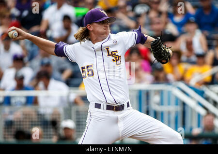 June 14, 2015: LSU relief pitcher Jesse Stallings #37 in action during ...
