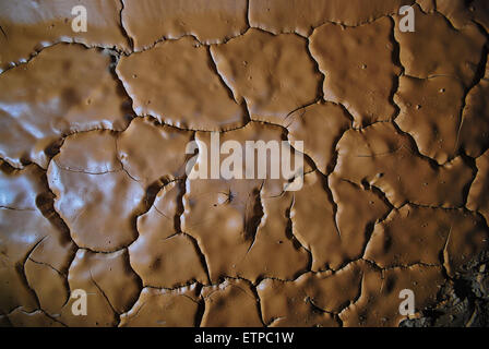 Clay formation with desiccation cracks in a cave Stock Photo - Alamy