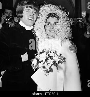 Peter Noone of the music group Herman's Hermits and his bride Mireille ...