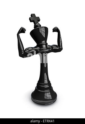 3D render of black chess king raising arms in victory Stock Photo - Alamy