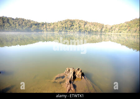 Mayan sacred Chicabal Lake (Laguna Chicabal) at Volcan Chicabal ...