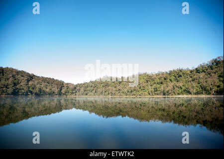 Mayan sacred Chicabal Lake (Laguna Chicabal) at Volcan Chicabal ...