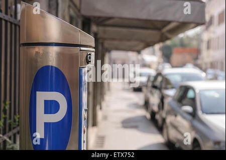Parking machine on a city street. Car parking payment system Stock ...