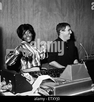 Burt Bacharach and Dionne Warwick recording a song at the Pye studios ...