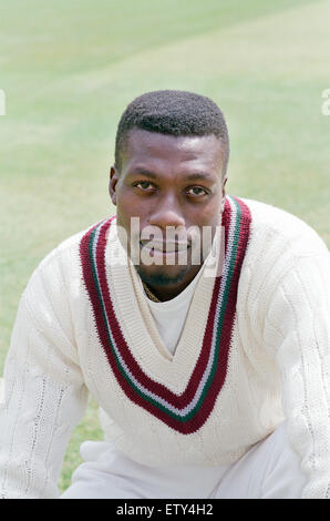 Portrait of West Indian bowler Curtly Ambrose. 10th May 1991 Stock ...