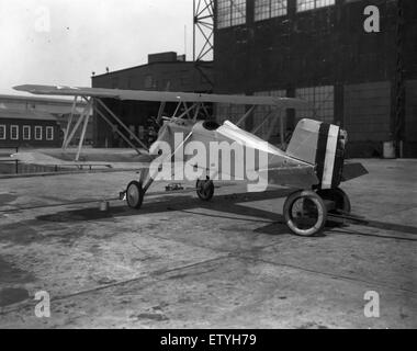 A historic photograph of the Curtiss Model G biplane in flight ...