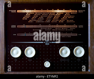 Old radiogram frequency dial. Medium wave list of radio stations ...
