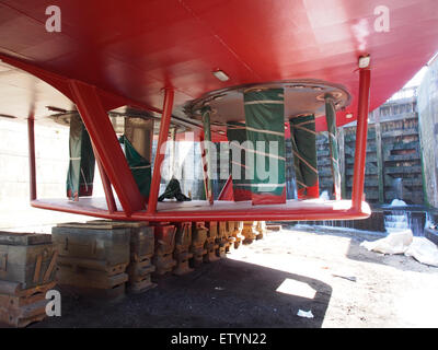 This image shows the Voith Schneider propeller system aboard a vessel ...