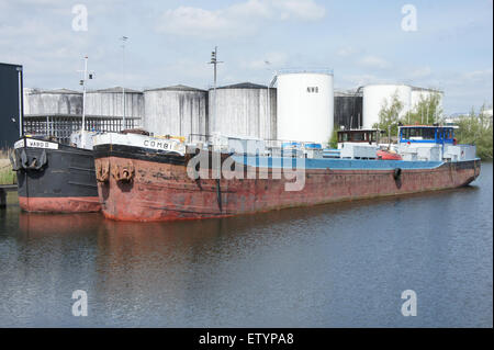 image of cargo barge carrying container. cargo barge carrying container ...