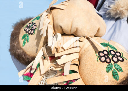 Indigenous handmade moose-hide mittens, Canada Stock Photo - Alamy