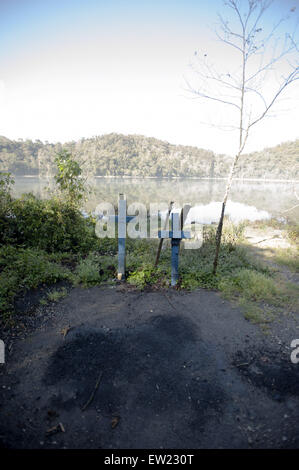 Mayan sacred Chicabal Lake (Laguna Chicabal) at Volcan Chicabal ...