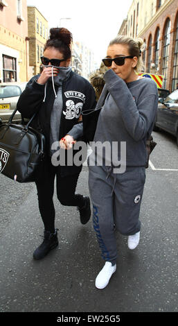 Little Mix seen leaving a recording studio. Perrie sporting a grey ...