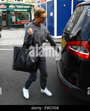 Little Mix seen leaving a recording studio. Perrie sporting a grey ...