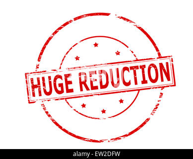 HUGE REDUCTION red Rubber Stamp over a white background Stock Photo - Alamy