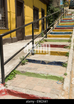 Multi colored steps, Valparaiso, Chile Stock Photo - Alamy