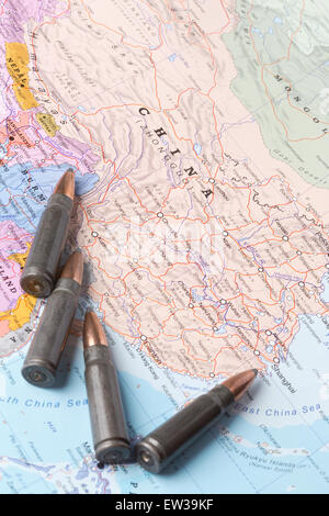 Four bullets on the geographical map of Mexico. Conceptual image for ...