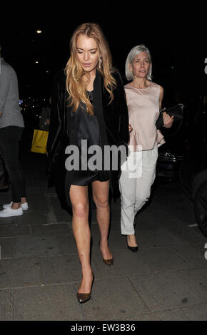 Lindsay Lohan enjoys a late meal at Novikov restaurant in Mayfair, with ...