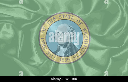 The flag of the state of Washington with the Washington State Seal ...