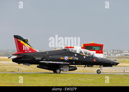 ZK020 T2 Hawk fast jet trainer Raf Valley Anglesey North Wales Uk 100yrs 1912-2012 Stock Photo ...
