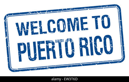 welcome to Puerto Rico blue square grunge stamp Stock Photo - Alamy