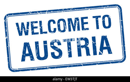 welcome to Austria blue square grunge stamp Stock Photo - Alamy