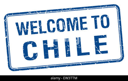 welcome to Chile blue square grunge stamp Stock Photo - Alamy