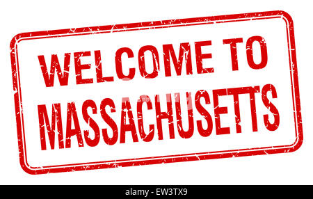 welcome to Massachusetts red square grunge stamp Stock Photo - Alamy