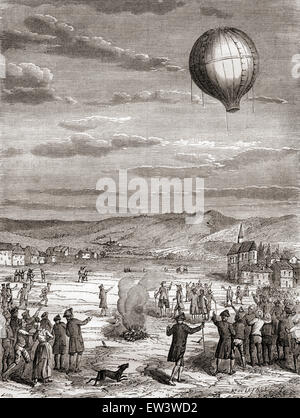 Montgolfier Brothers Hot Air Balloon. Maiden or World's First Flight of ...