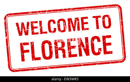 welcome red square grunge stamp on white Stock Photo - Alamy