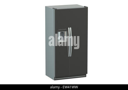 Silver modern fridge with side-by-side door system Stock Photo - Alamy