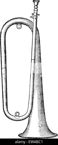 Clarion-trumpet, vintage engraved illustration. Industrial encyclopedia ...