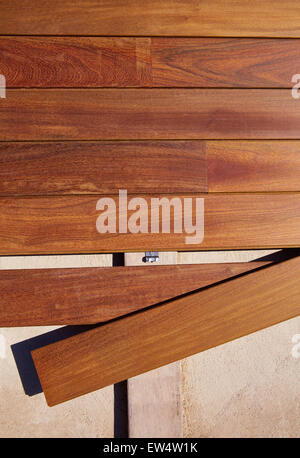 Ipe teak decking deck wood installation clips fasteners Stock Photo - Alamy