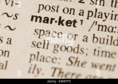 Market Word Definition Text in Dictionary Page Stock Photo - Alamy