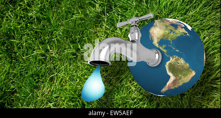 Composite image of earth with faucet Stock Photo - Alamy