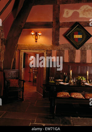 Table set for dinner in Tudor dining room Stock Photo - Alamy