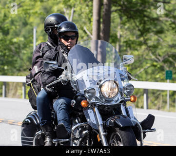 Two up riding on a Harley-Davidson touring motorbike motorcycle Stock ...