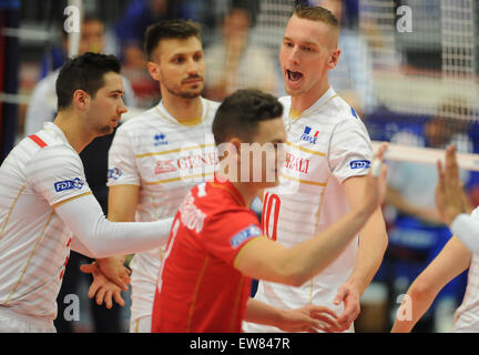 French players celebrate during the World Cup semifinal soccer match ...